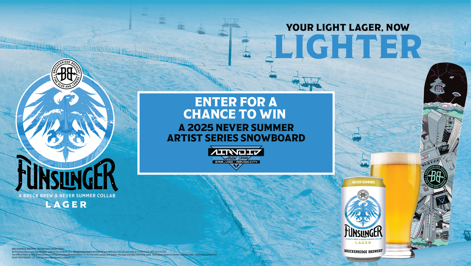 Funslinger Snowboard Sweepstakes 2025 - Breckenridge Brewery